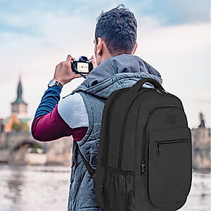 Travel Backpack for Men, Expandable Laptop Backpack with USB Charging Port, Large Anti Theft Business Computer Bag Water Resistant College School Bookbag Gift for Men Women Fit 15.6 Inch laptop, Black