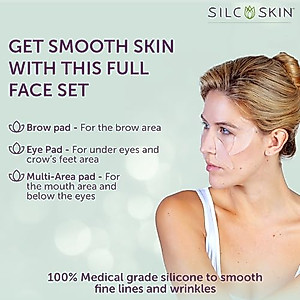 SilcSkin Facial Pad - Full Face Set Reusable Pads, Self-Adhesive Silicone Face Patches, Wrinkle Patches for Face and Eyes - 7 Reusable Face Pads