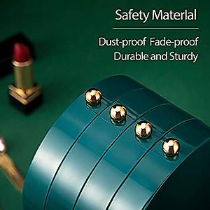 Collapsible Earring Holder Jewelry Organizer Box with Mirror, Earring Necklace Jewelry Box Organizer Necklace Holder for for Women and Girls, Small Jewelry Organizer Box, Gifts for Girl (Green)