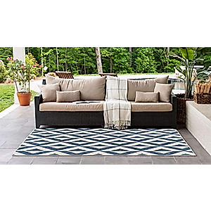 Unique Loom Jill Zarin Outdoor Collection Geometric Area Rug (4' 0 x 6' 0 Rectangular, Blue)