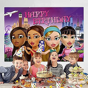 Brat Girl Background Birthday Decorations, Brat Girl Happy Birthday Banner Backdrop for Girls Birthday Party Supplies (5x3ft)