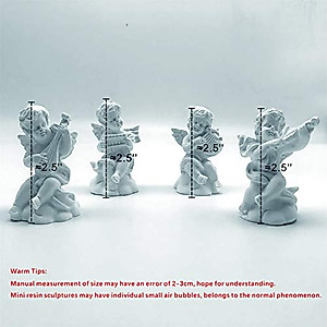 Set of 4 x 2.5'' Mini Angels Figurines Cherubs Angels Resin Garden Statue Figurine, Garden Statues Rustic Home Decor, Adorable Music Angel Sculpture Memorial Statue(Music Angel)