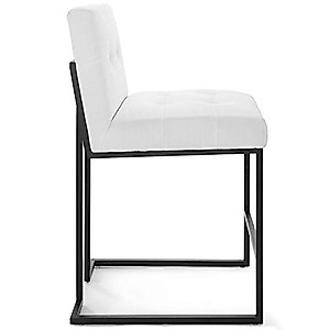 Modway Privy Black Stainless Steel Upholstered Fabric Counter Stool, White