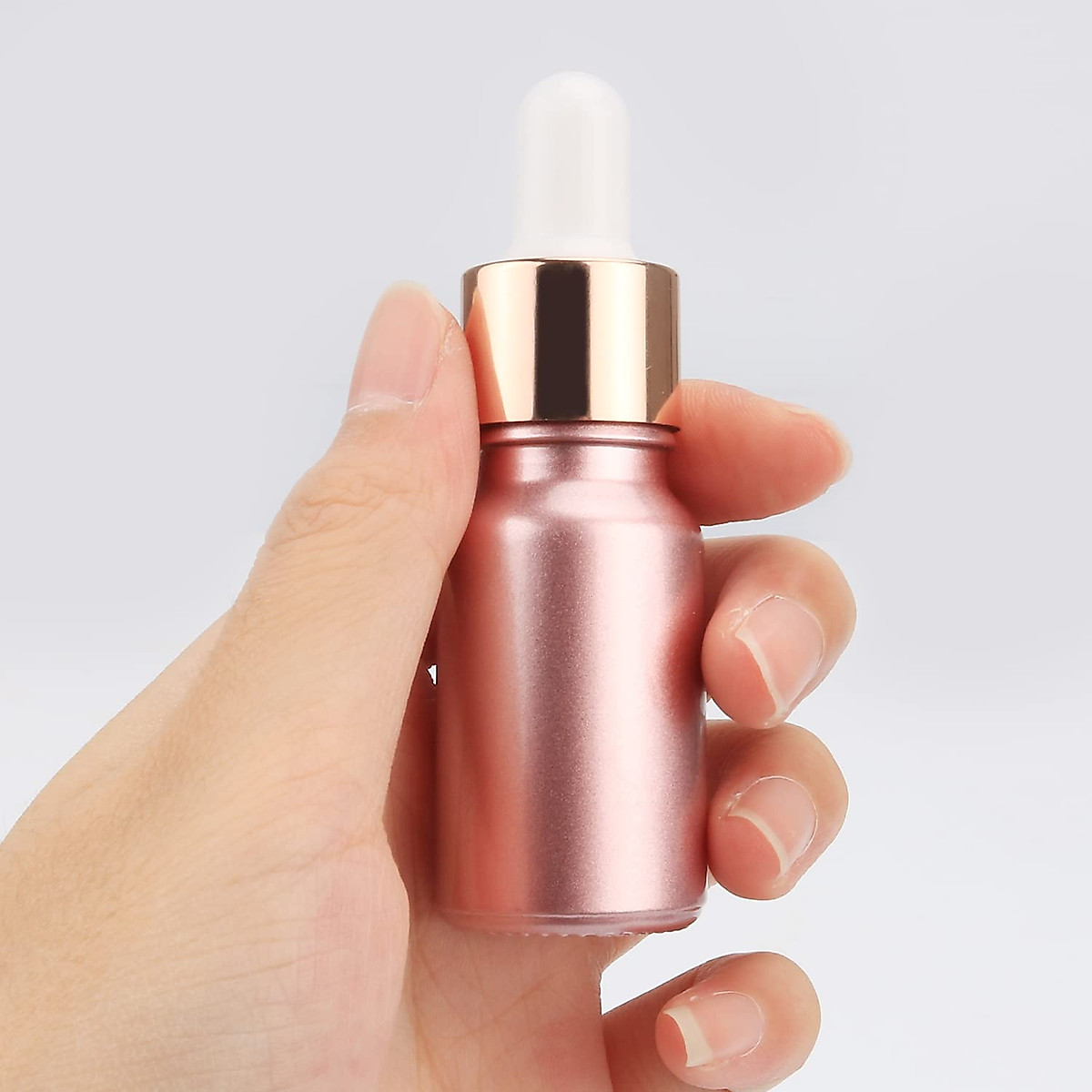 6 Pcs,10ml Coated Pink Glass Essential Oil Dropper Bottle,Empty Thick Glass Perfume Diffuser Vials With Glass Pipette&Rose-Gold Lid Travel Liquid Holder,Ray Protection Container-FREE 2 Funnel