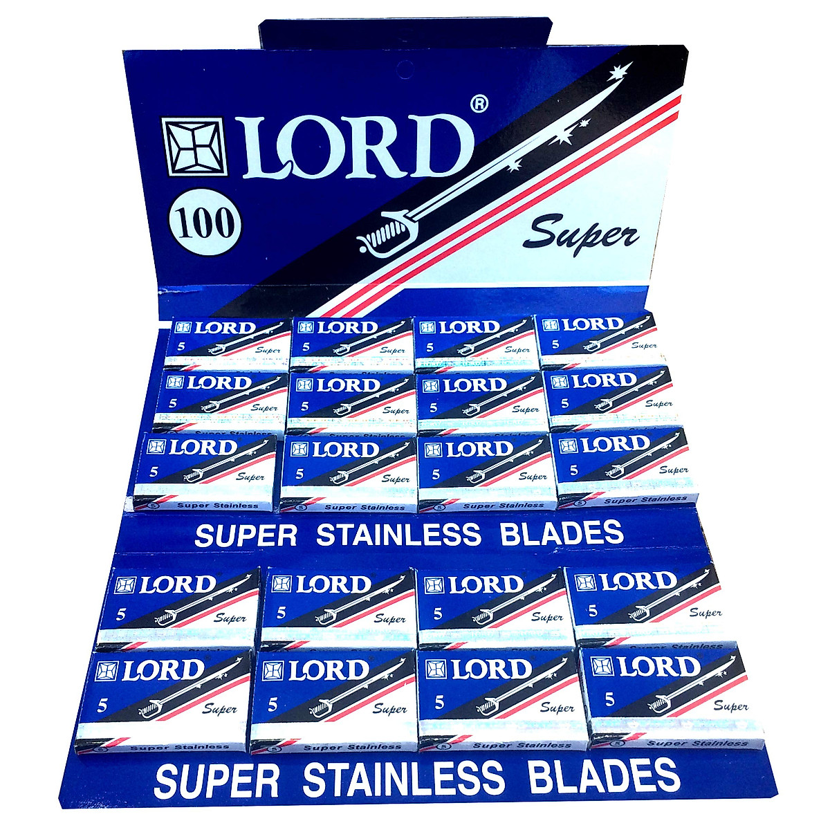100 Lord Super Stainless Double Edge Safety Razor Blades