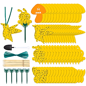 96 Pack Yellow Fungus Gnat Sticky Traps, Gnat Traps for House Indoor Gnat Killer, House Plant Gnats Bugs Sticky Killer Fruit Fly Traps for Indoor