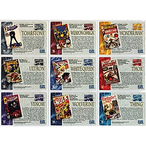 1992 SkyBox Marvel Masterpieces Series-1 New 100-Card Complete Base Set Plus 5-Card Spectra Foil Chase Set in Collector Pages