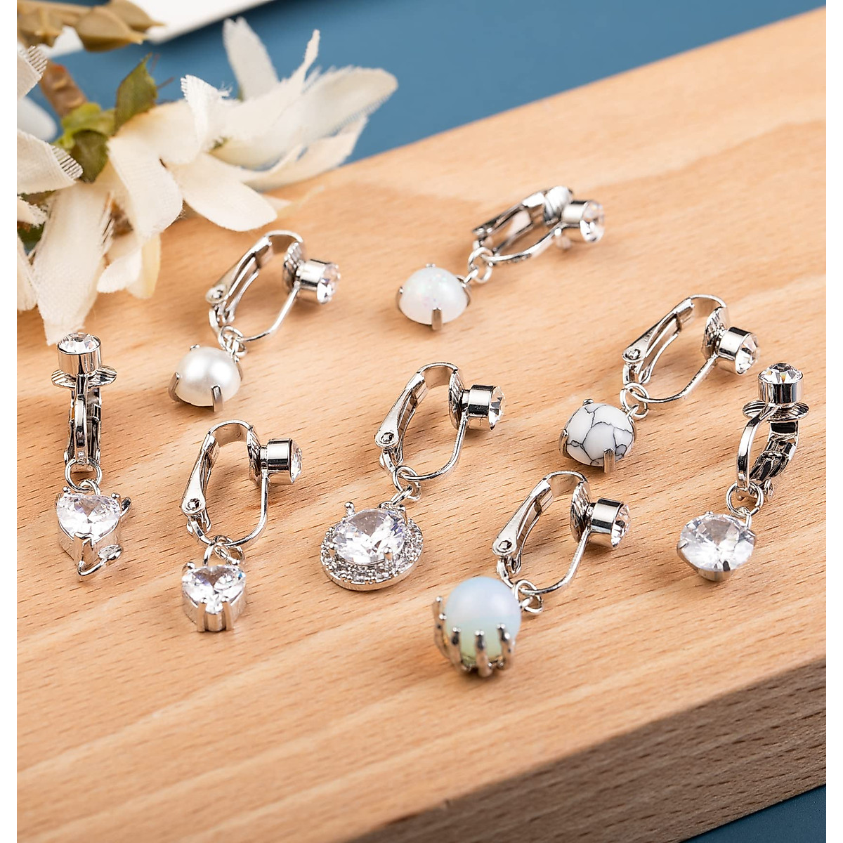 Masedy 8 Pcs Fake Belly Clip on Dangle Belly Button Rings Faux Navel Ring for Women Non Piercing Body Jewelry S