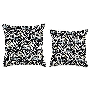 Cute Zebra Print Animal Accessories and Stuff Pattern Zebra Print Wild Life Safari Animal Throw Pillow, 16x16, Multicolor