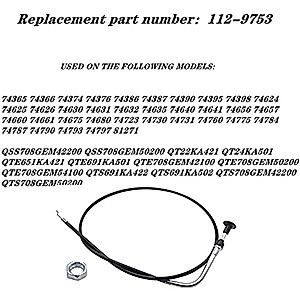 112-9753 Choke Cable for Toro TimeCutter Choke Cable 74365 74366 74374 74386 74387