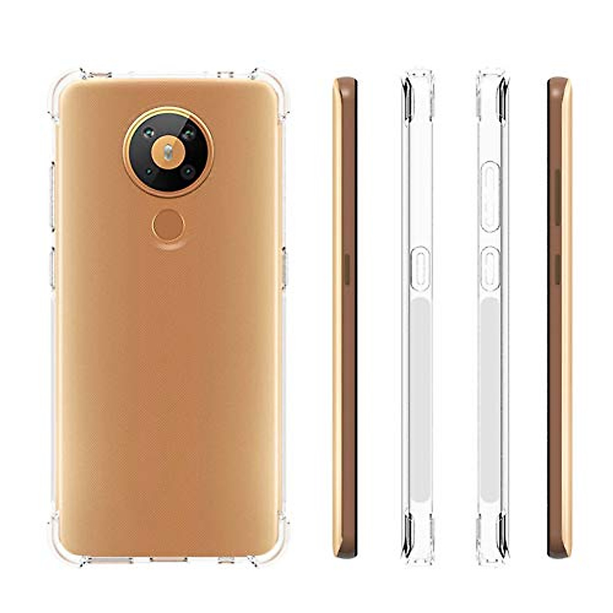 Ytaland for Nokia 5.3 Case,with Tempered Glass Screen Protector. (2 in 1) Crystal Clear Soft Silicone Shockproof TPU Transparent Bumper Protective Phone Case Cover