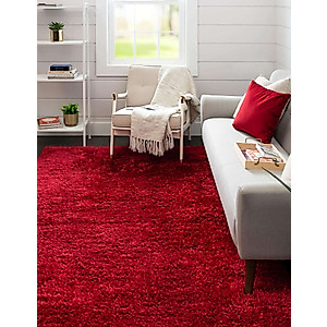 Rugs.com Infinity Collection Solid Shag Area Rug 9' x 12' Merlot Shag Rug Perfect for Living Rooms, Large Dining Rooms, Open Floorplans