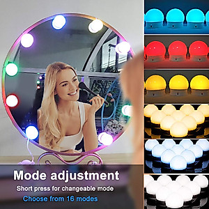 SICCOO Vanity Mirror Light, RGB Colorful DIY Hollywood Style LED Makeup Mirror Lights with 10 Dimmable Light Bulbs,USB Cable, RGB (Mirror Not Include) 1