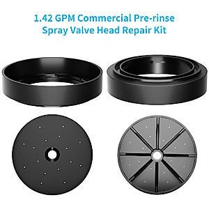 JZBRAIN Commercial Pre-Rinse Spray Valve Head Repair Kit 1.42 GPM High Pressure Spray Face Bumper and Screw Replacement Part for Commercial Sink Sprayer (Black)