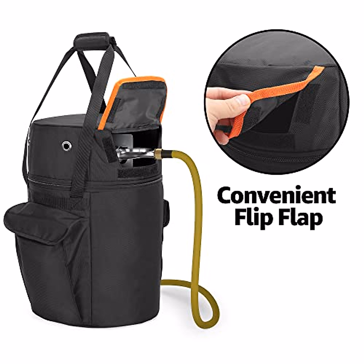 SAMDEW 20 lb Propane Tank Bag, Outdoor 20lb Propane Gas Tank Cover with Tabletop Feature and 2 Pockets, Propane Tank Cylinder Storage Carrier for Traveling & Camping, Black (Bag Only)