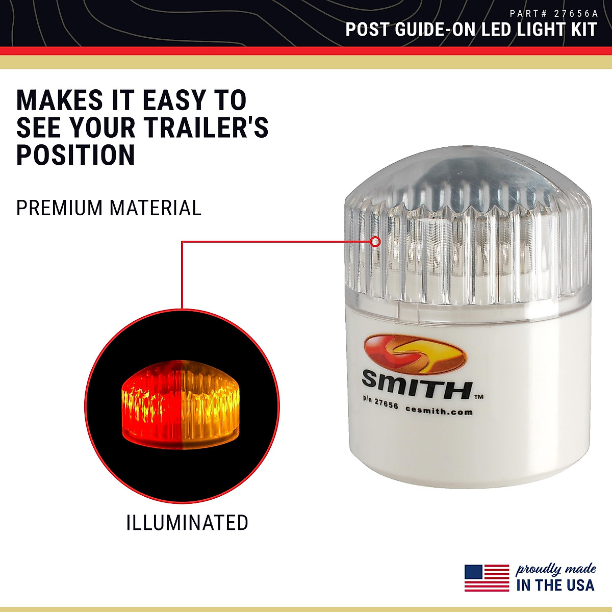 CE Smith - 27656A Post Guide-On LED Light Kit (PKGD) - Durable, LED Lights for Boat Trailers
