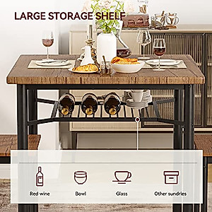 CuisinSmart 3-Piece Dining Table Set with Kitchen Table and 2 Chairs, Modern Wood Dining Table and Chairs Set for Small Space, Apartment, Kitchen, Living Room, Rustic Brown