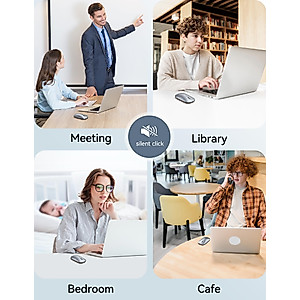 TECKNET Wireless Mouse, BT5.0/3.0 2.4GHz Silent Computer Mouse with USB Receiver,4000DPI Rechargeable Portable Bluetooth Mouse for Laptop/MacBook/Pro/iPad/Windows