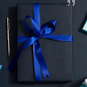 1-1/2" Wide Double Faced Royal Blue Polyester Satin Ribbon for Crafts, Wedding, Gift Wrapping, Bow Making,Party Decoration, Christmas Tree Deco (25 Yards)