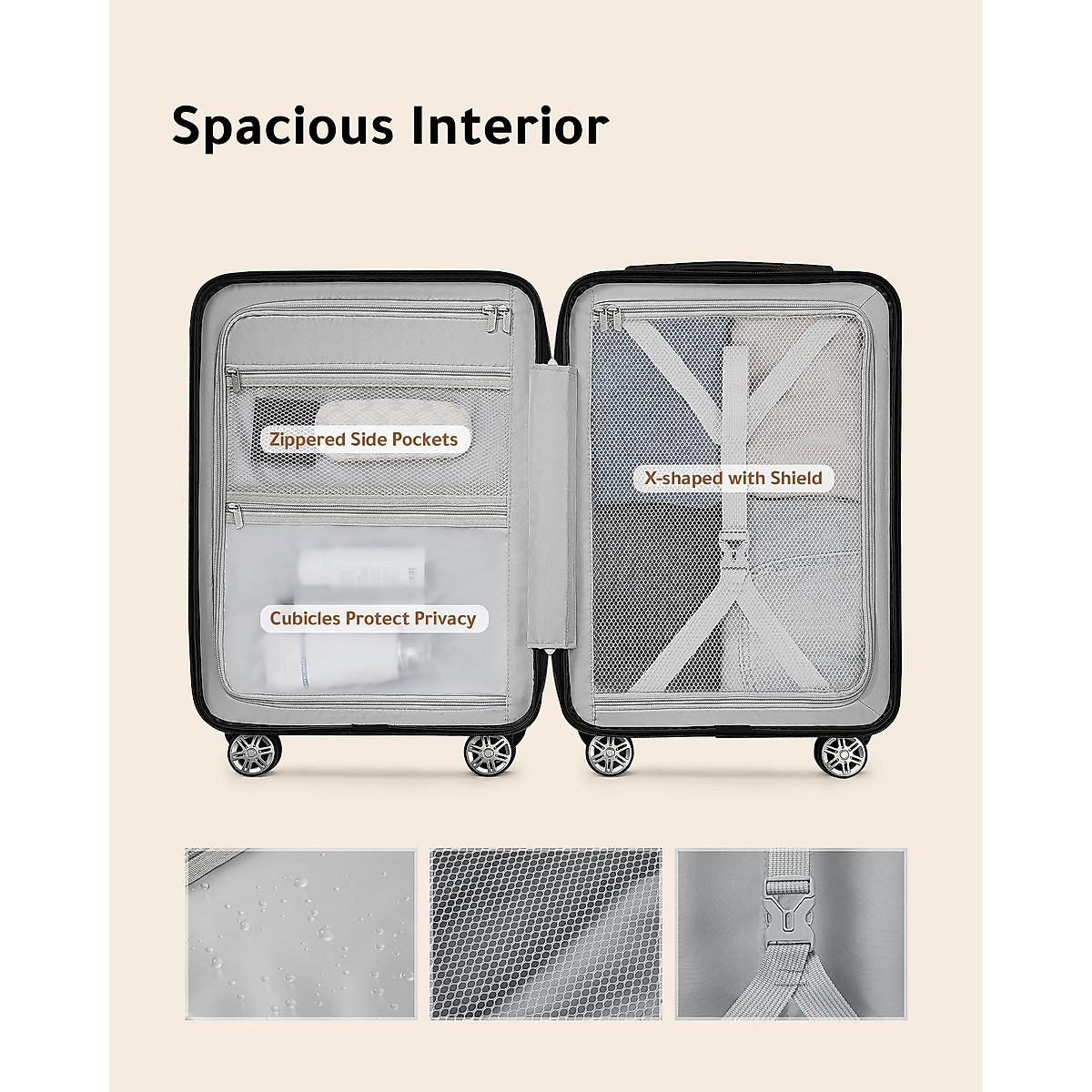 LUGGEX Carry On Luggage with Pocket Compartment - Polycarbonate Expandable Luggage with USB Port - Travel Suitcase with Wheels Airline Approved, Lightweight