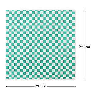 Hslife 100 Sheets Checkered Dry Waxed Deli Paper Sheets, Paper Liners for Plastic Food Basket, Wrapping Bread and Sandwiches (Green)
