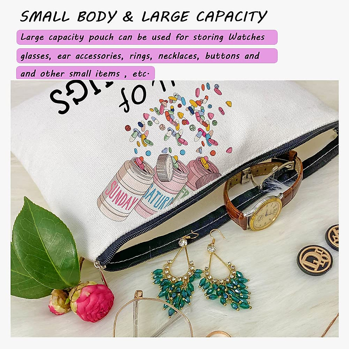 Hookoome Nurse Practitioner Gifts for Women - Bag Full Of Drugs- Funny Medicine Cosmetic Pill Bag Storage Multifunction Pouch for Her Mom Patient Birthday Gifts