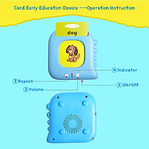 Talking Flash Cards Learning Toys for 1-6 Year Old Boys Girls, Toddlers Educational Speech Therapy Toys with 112 Pcs Flashcards 224 Words, Preschool Montessori Toys and Birthday Gift for Kids (Blue)