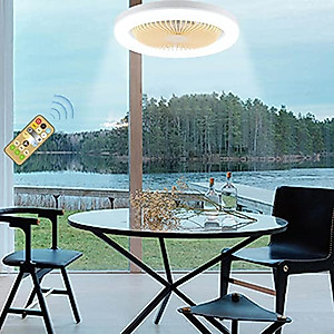 Vwlvrsco Upgraded Ceiling Fan with Lights, Enclosed Low Profile Fan Light with Remote Control, Ceiling Light with Fan, Hidden Electric Fan Modern Ceiling Fan for Small Room, Bedroom, Living Room