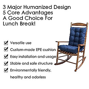 Chair Pad Seat Cushion Non-Skid Backing Durable Fabric Superior Comfort Softness Reduces Pressure Rocking Chair Pad Set Washable (Black)