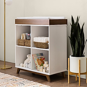 DaVinci Otto Convertible Changing Table and Cubby Bookcase in White and Walnut