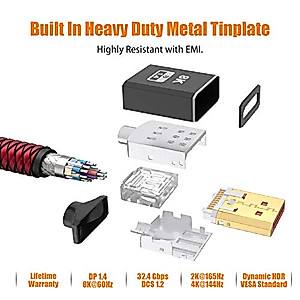 BIFALE VESA Certified 8K DisplayPort 1.4 Cable 10ft 2Pack, DP 1.4 Cable Nylon Braided Supports (8K@60Hz, 4K@144Hz and 1080P@240Hz), HBR3, 32.4Gbps, HDCP 2.2, DSC1.2 for Laptop Gaming Monitor