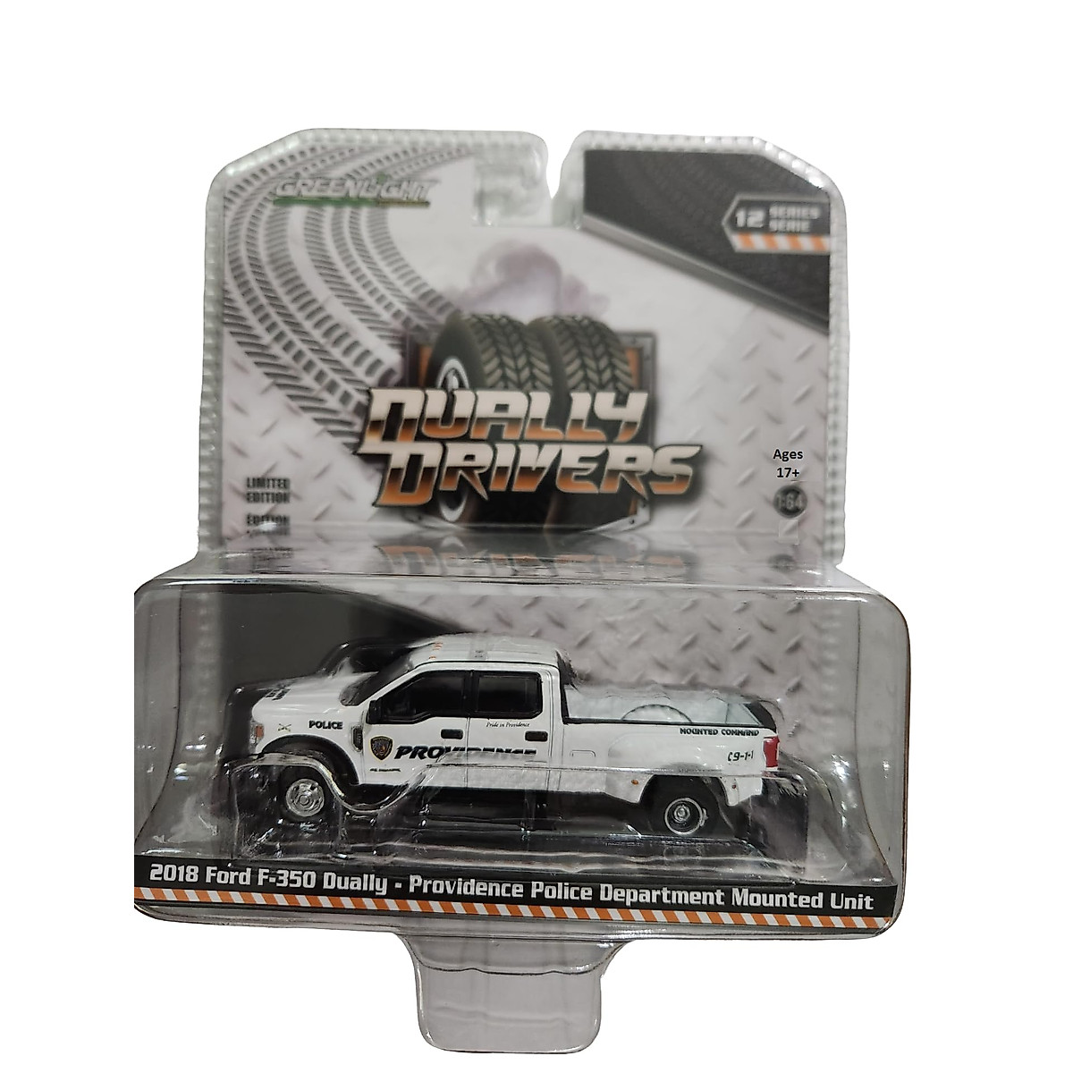 Greenlight 46120-E Dually Drivers Series 12-2018 F-350 Dually - Providence Police Department Mounted Unit, Mounted Command - Providence, Rhode Island 1/64 Scale Diecast