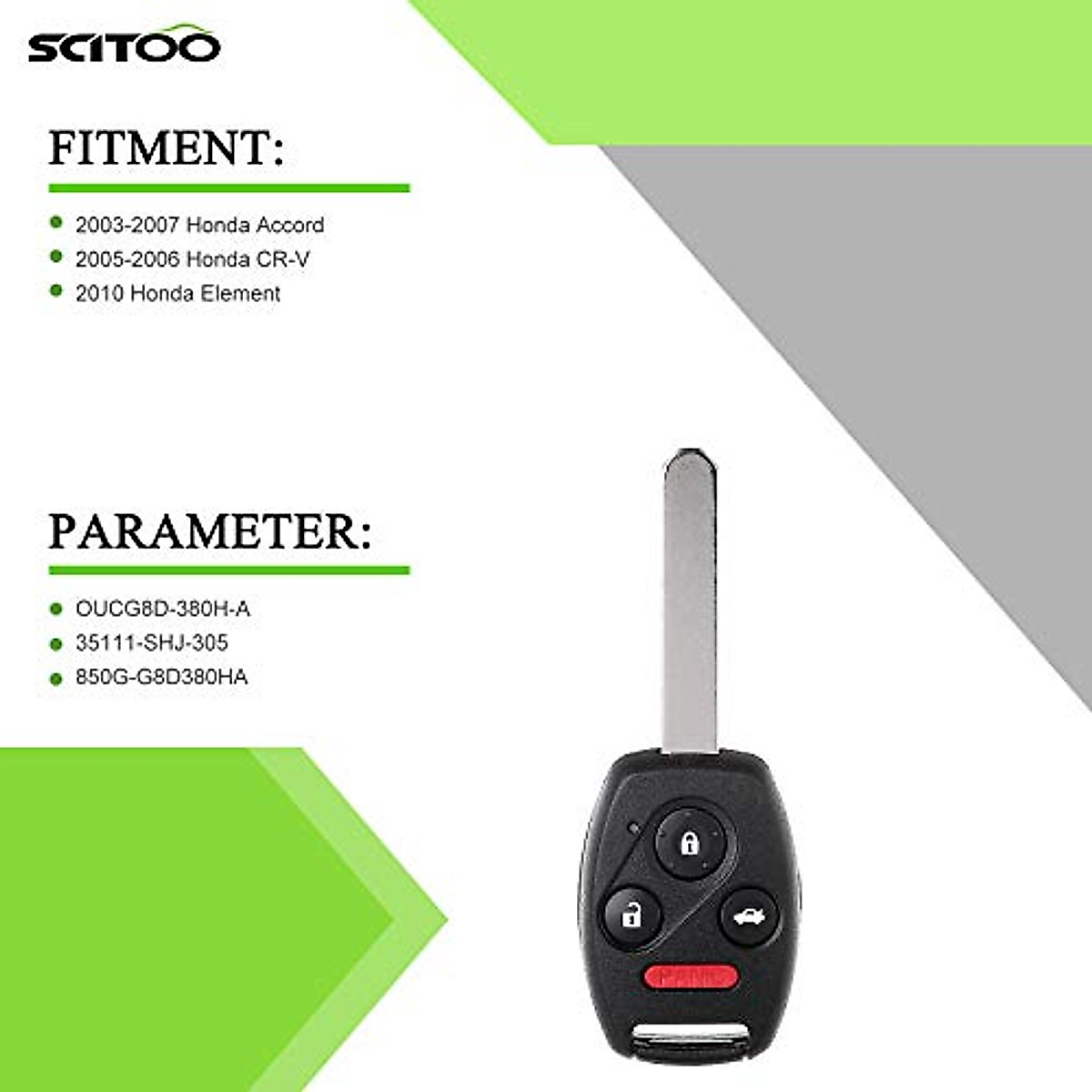 SCITOO Keyless Entry Remote Control Key Fob Replacement for Honda Accord for Honda CR-V 2003-2007 1PC FCC OUCG8D380HA 35111SHJ305 850GG8D380HA