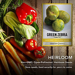 Green Zebra Tomato Seeds for Planting Heirloom Non-GMO Seeds for Home Garden Vegetables Makes a Great Gift for Gardening by Gardeners Basics