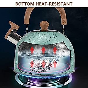 Hemoton Stovetop Tea Kettle Stainless Steel Whistling Teapot Water Kettle Stove Coffee Kettle with Cool Grip Ergonomic Handle for Boiling Water 2L Green