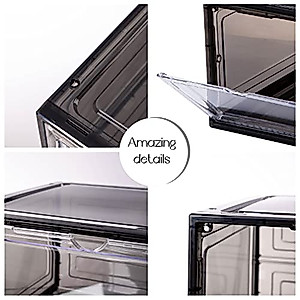 Attelite 6 Pack Large Drop Front Shoe Box+ 6 Pack Side Open Black Clear Plastic Shoe Storage Box, As Stackable Shoe Containers for Display Sneakers