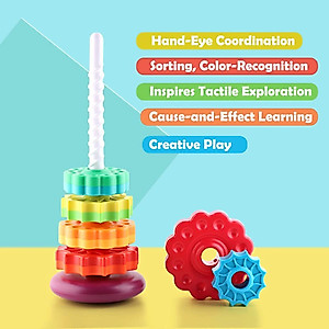 BornCare Kids Spinning Spiral Stacking Toy for Baby Toddler Kids. Durable Colorful Toy Pre K