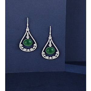 Reapuson Natural Agate Tree of Life Moissanite Dangle Earrings 18K White Gold Plated Sterling Silver for Women