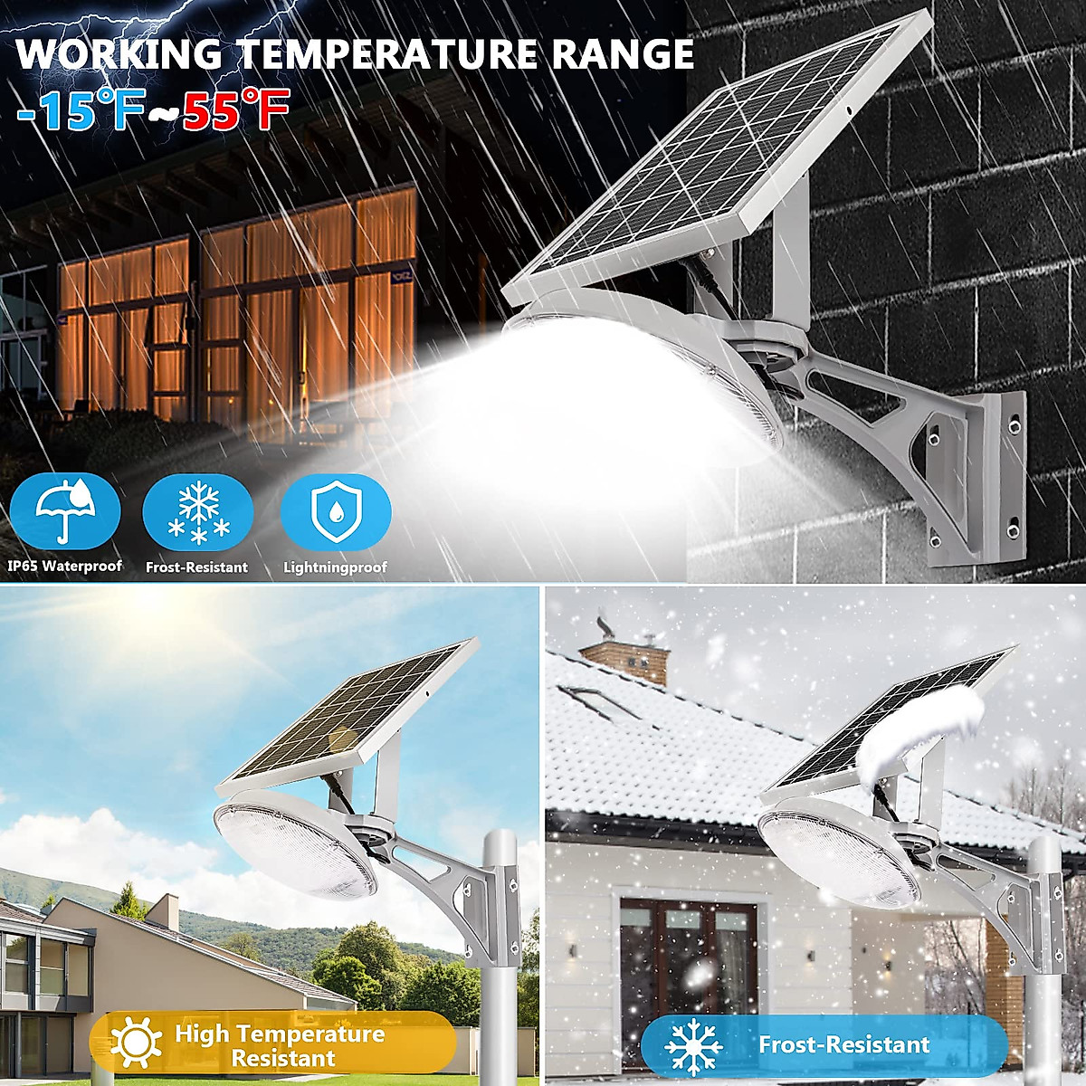 XRDZYXGS Solar Street Lights, 10000LM Parking Lot Light with Motion Sensor, Solar Street Lights Outdoor Waterproof Solar Flood Light Solar Street Lights Outdoor Dusk to Dawn, Solar Lamp for Road/Yard