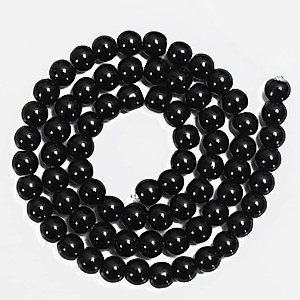 ZHFMLY 600pcs 6MM Black Glass Beads Handcrafted Round Lampwork Smooth Loose Bracelet Beads for DIY Jewelry Making #30724