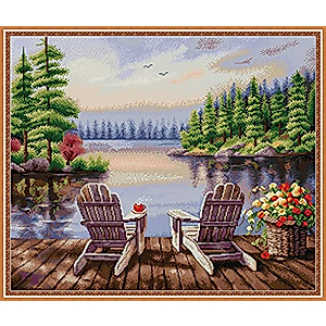 Maydear Cross Stitch Kits Stamped Full Range of Embroidery Starter Kits for Beginners DIY 11CT 3 Strands - Rest 29.13×24.80 inch