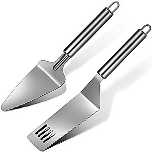2 Pieces Pie Server Set Multi-function Stainless Steel Cake Spatula Cake Cutter Knife Stainless Steel Offset Spatula, Cake Spatula for Pie Lasagna Cutting (Packing Enhanced Version)