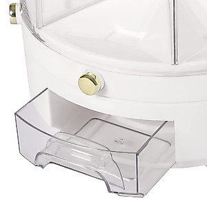 CHALIGHT 6 Grids Rice & Grain Storage Container Rice Dispenser 360° Rotating Food Dispenser Grain Dispenser One-Button Pressing Storage Bucket for Grains Snacks Candy Coffee Beans Dog