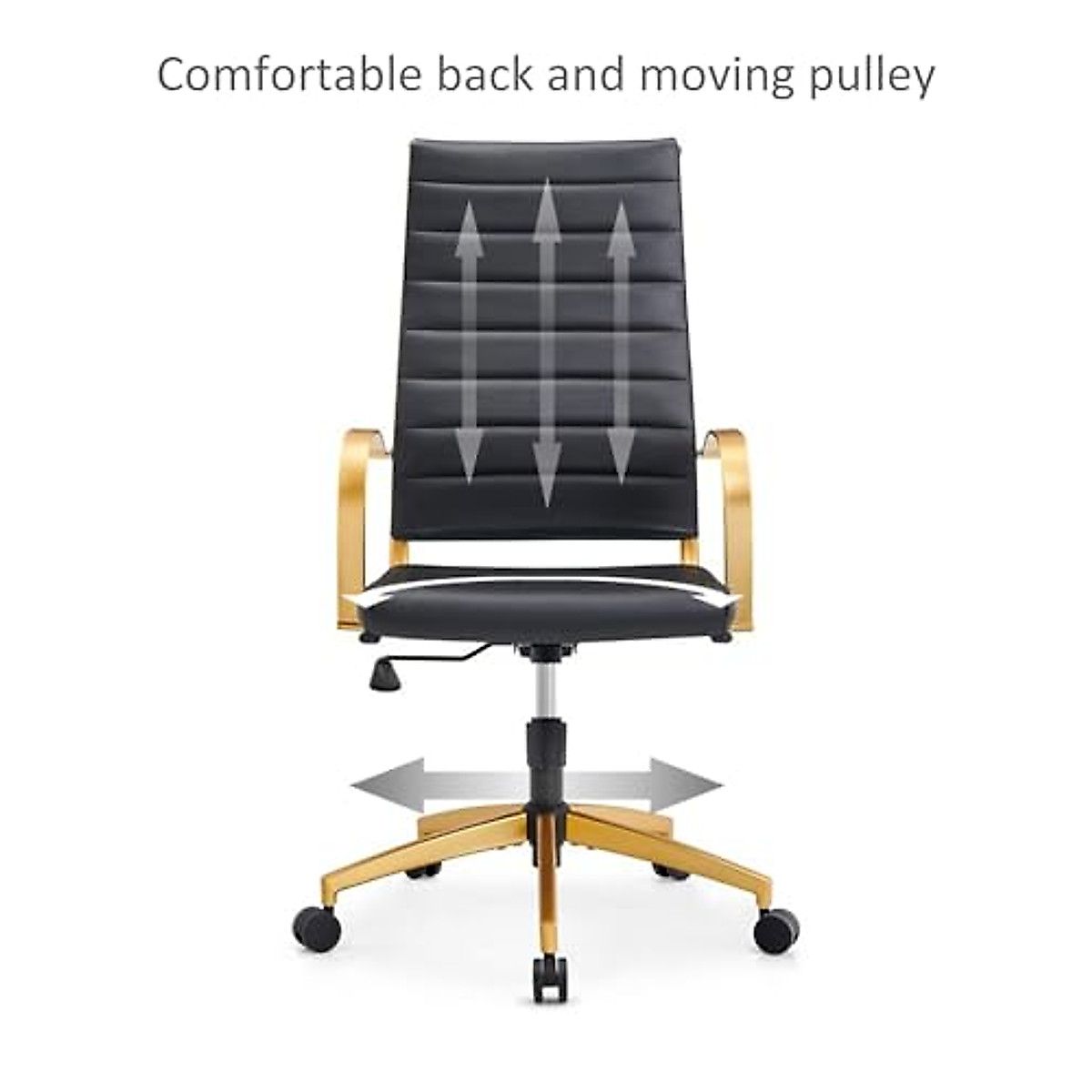 LUXMOD Ergonomic Office Chair, High Back Gold Leather Desk Chair with Lumbar Support, Home Office Chair for Study or Workspaces(Gold Black)