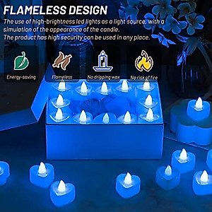 Blue Rose Petals for Romantic Night for him Set, Cridoz 2000 Pieces Artificial Rose Petals with 24 Pieces Blue Flameless LED Candles for Decoration Wedding Party Valentine's Day(Blue)