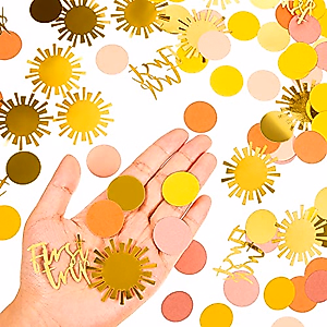 300 Pcs Boho Sun Confetti First Trip Around the Sun Birthday Decorations Muted Confetti First Trip Paper Confetti Sunshine Party Decorations Baby Shower Hippie Groovy Party Wedding Table Decors