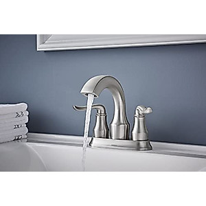 Moen Hamden Spot Resist Brushed Nickel Two-Handle 4-inch Centerset Bathroom Faucet, 84300SRN