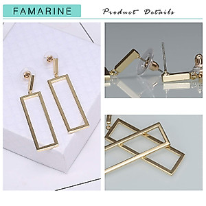 Gold Rectangle Geometric Drop Dangle Earrings for Women Fashion Prom Jewelry