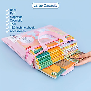 Pendancy Mesh Zipper Pouch 11x13.7 in, Large Double Pocket Waterproof File Bag with Handle, A4 Size Foldable Document Storage for Puzzle Project/Cross Stitch/Travel/Office（Gray）