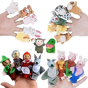 20PCS Finger Puppets - Finger Puppets for Toddlers 1-3 with Storytelling and Playtime Fairy Tales with Mini Stuffed Animals Plush Cartoon Puppet Theater Puppets for Kids, 3 inches